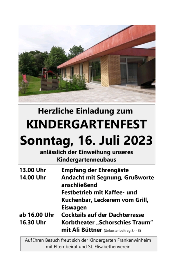 Herzliche Einladung zum Kindergartenfest – Gemeinde Frankenwinheim
